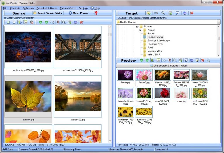 Sort photos with the Photo Manager SortPix XL